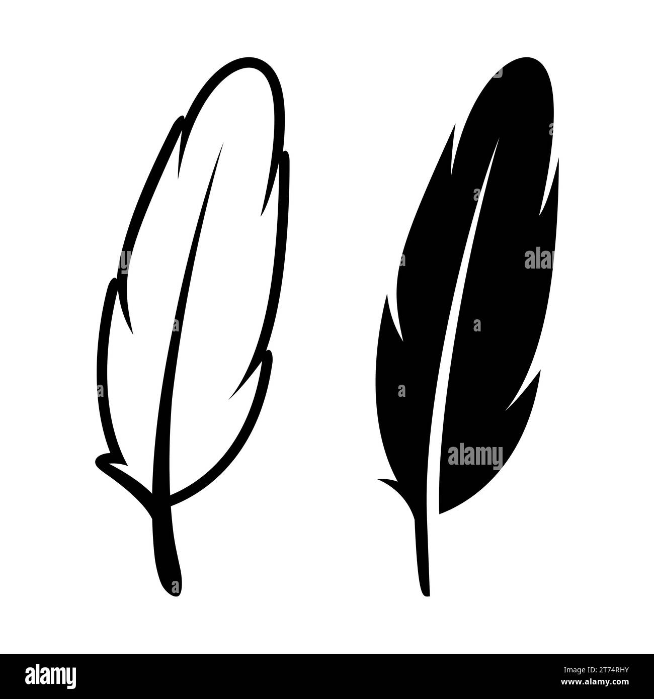 Vector Black and White Fluffy Feather Logo Icon, Silhouette Feather Set ...