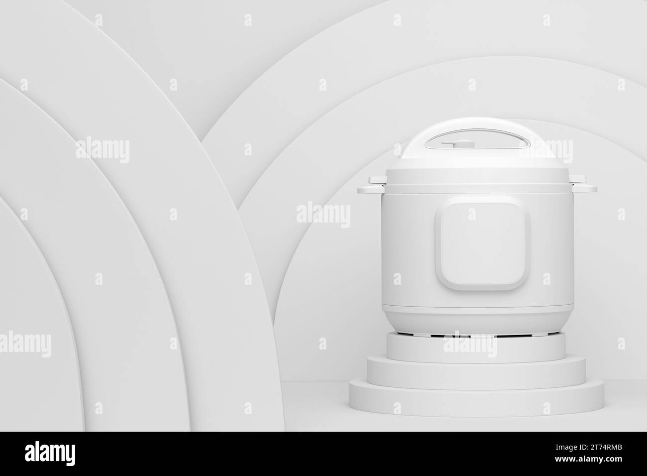 Abstract scene or podium with multi cooker on monochrome background ...