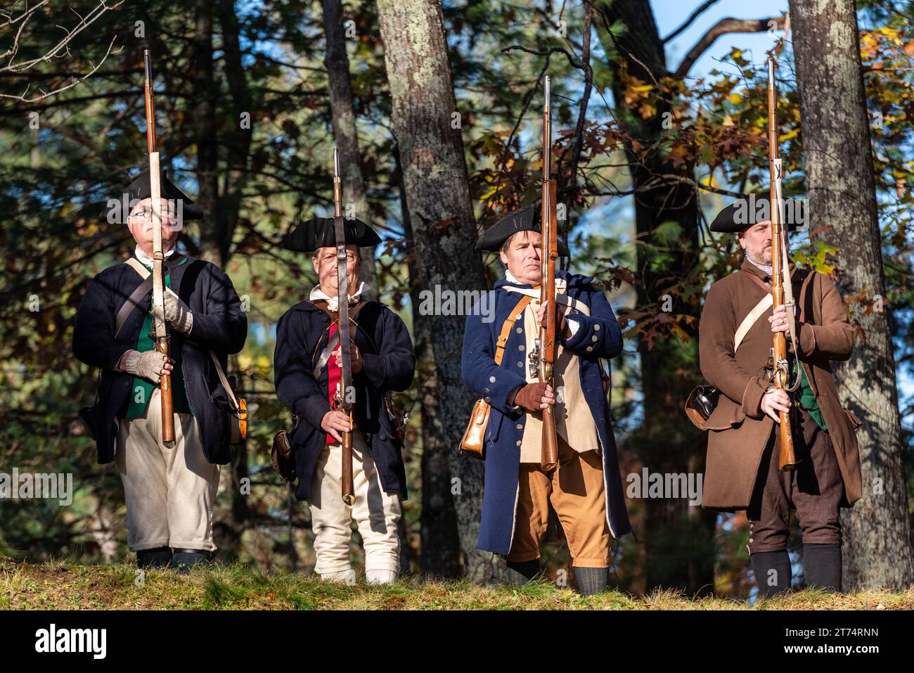 Concord Minute Men standing at attention with muskets at Concord's ...