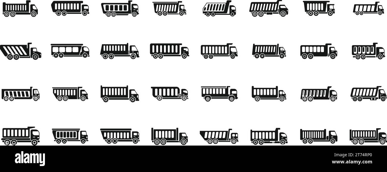 Car tipper icons set simple vector. Truck car. Container lorry load ...