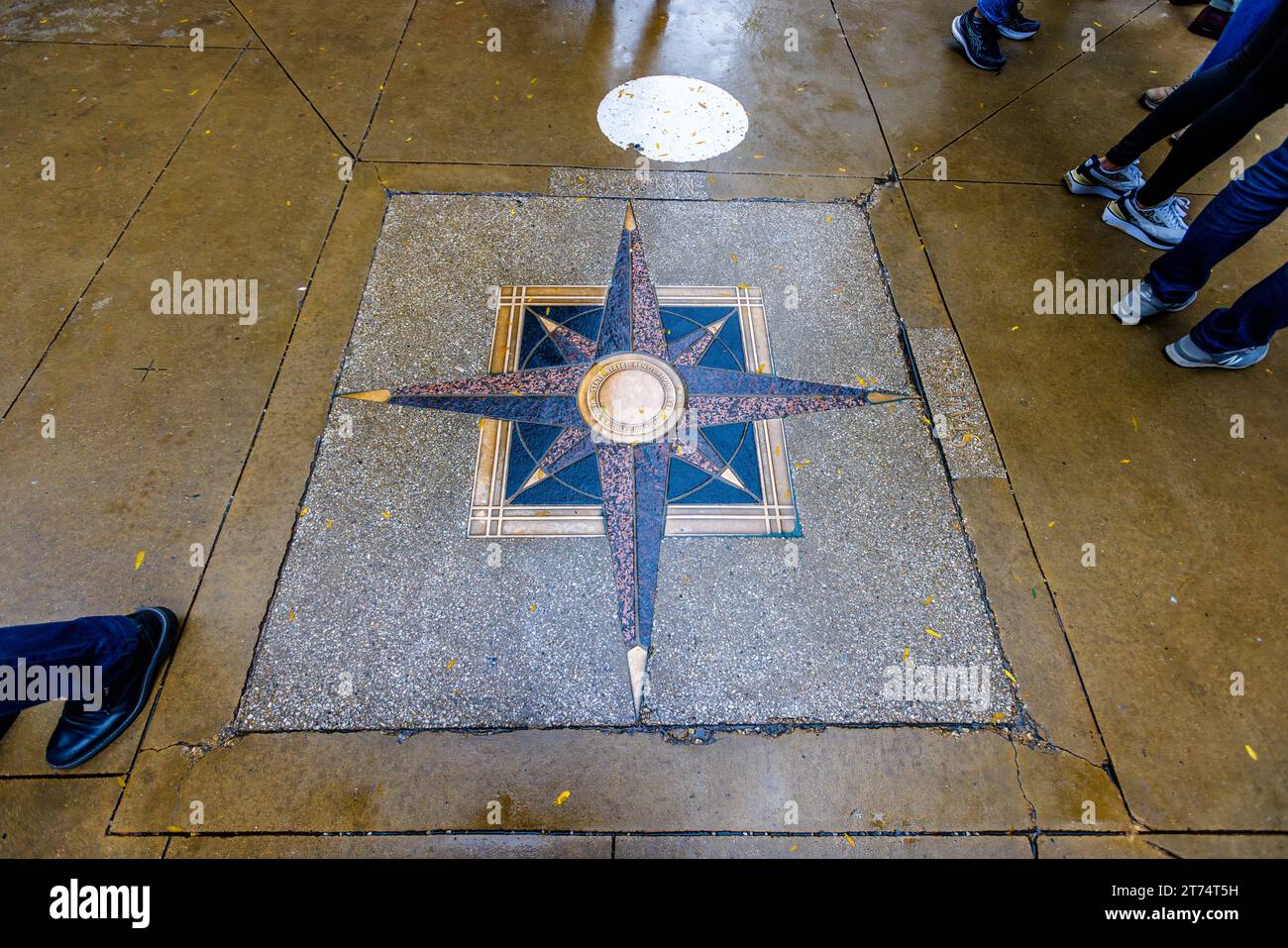 Renovated wind rose on the sidewalk on State Street in Chicago, United ...