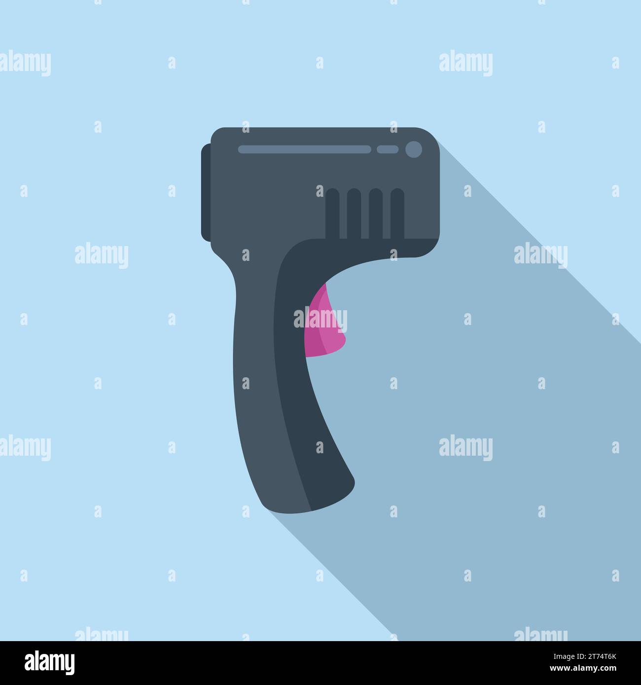 Small laser thermometer icon flat vector. Fever test care. Virus ...