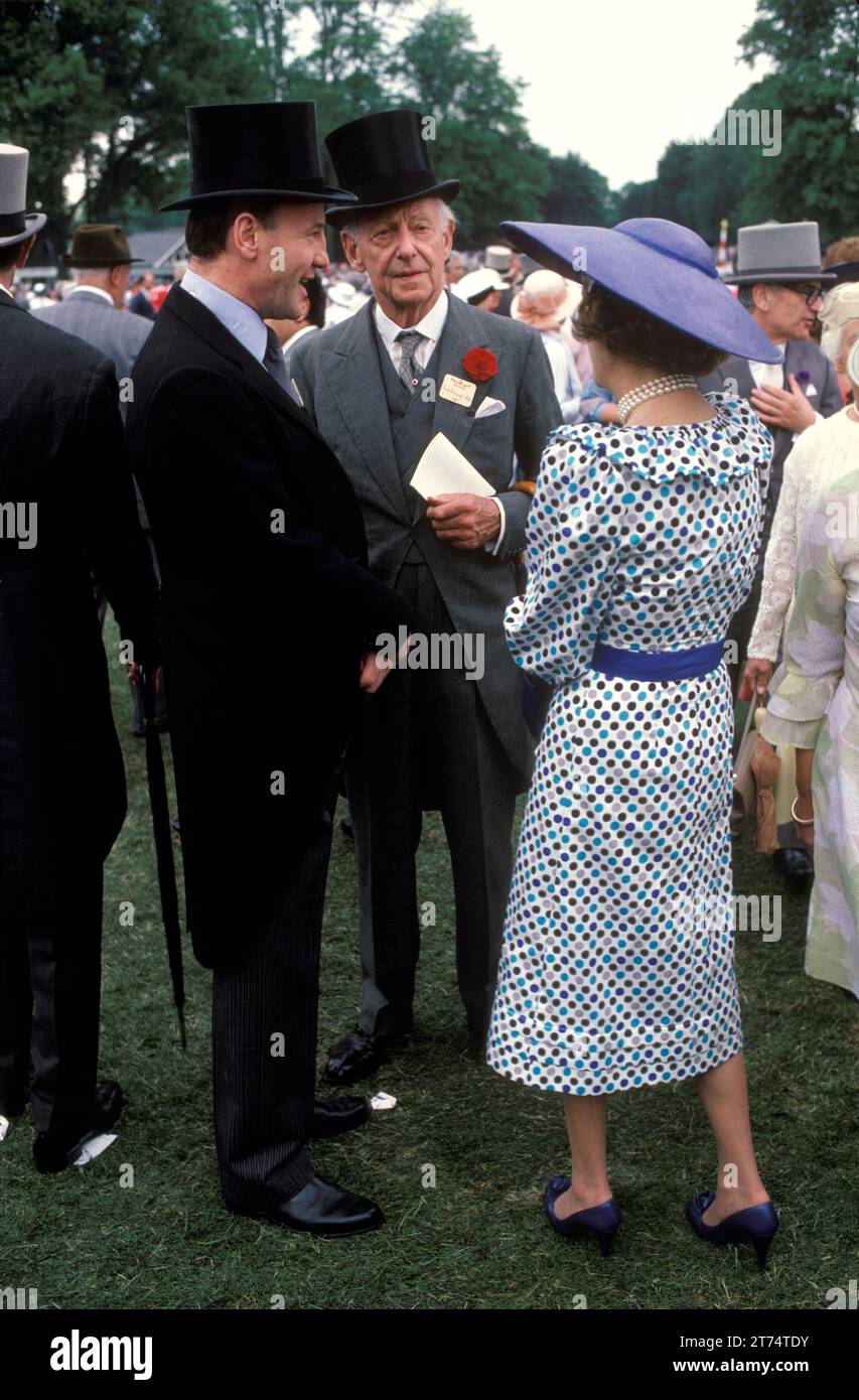 1980s English people, toffs at Royal Ascot horse racing. The Members ...