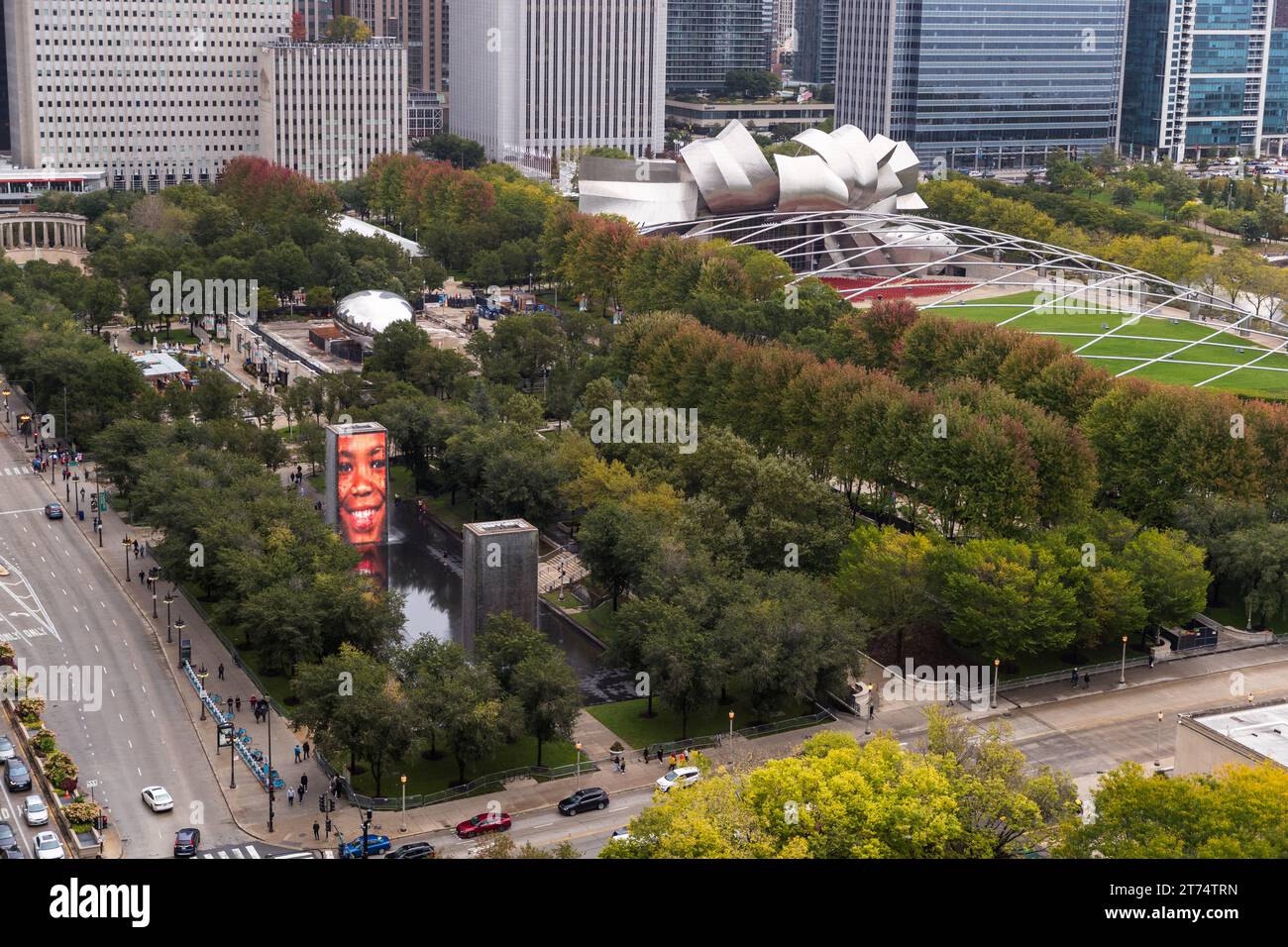 The Crown Fountain is a public sculpture with 2 50-ft. LED towers & a ...