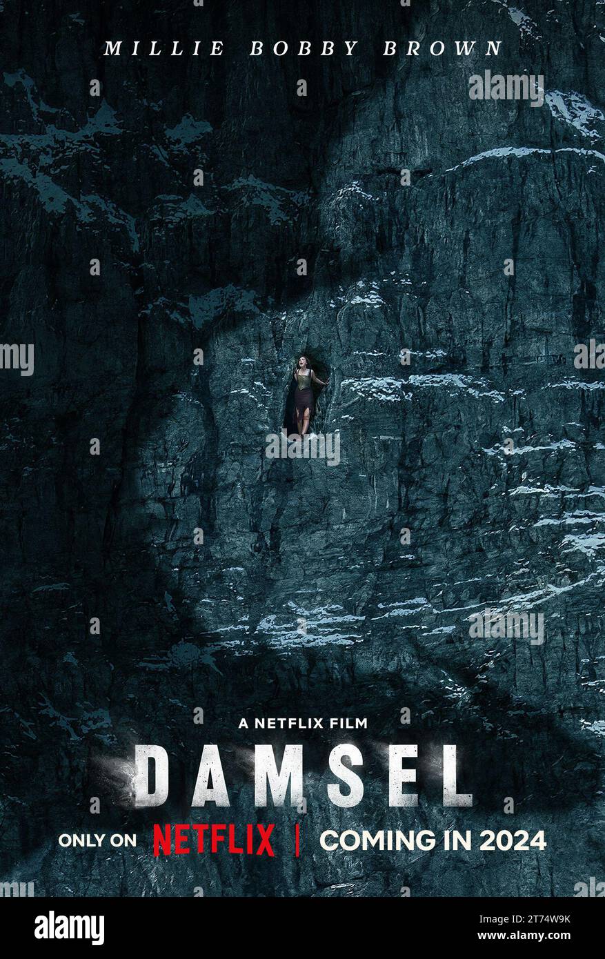 Damsel film poster Millie Bobby Brown Stock Photo - Alamy