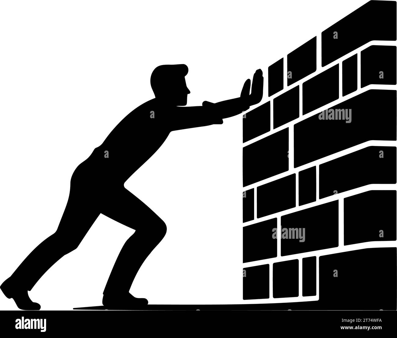 Pushing wall Black and White Stock Photos & Images - Alamy