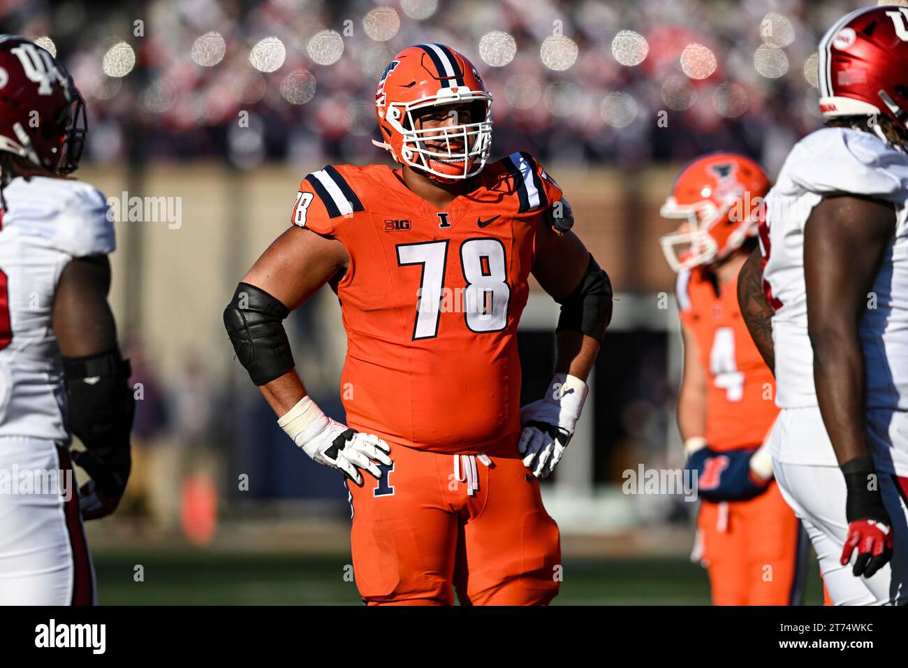 CHAMPAIGN, IL - NOVEMBER 11: Illinois OL Isaiah Adams (78) during a ...