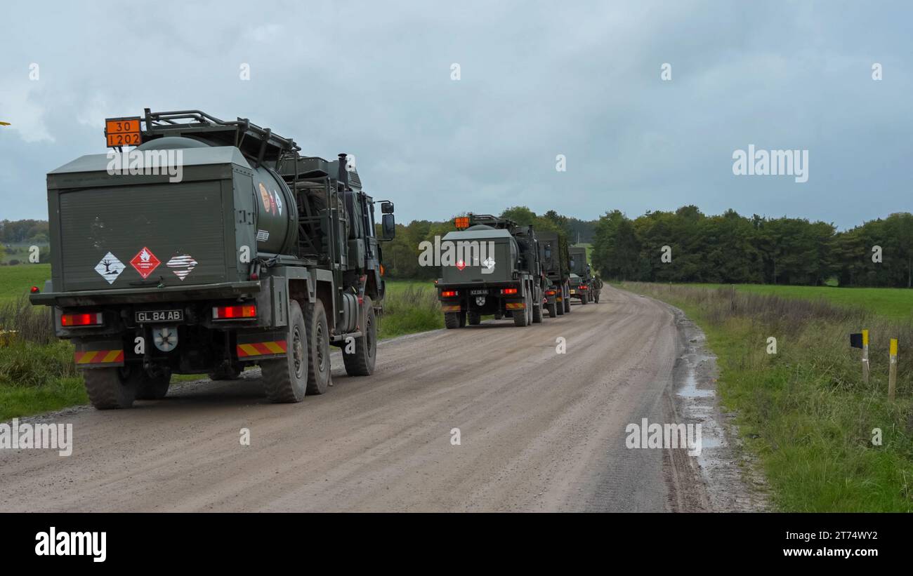 British army M.A.N. HX58 unit support tanker in action on a military ...