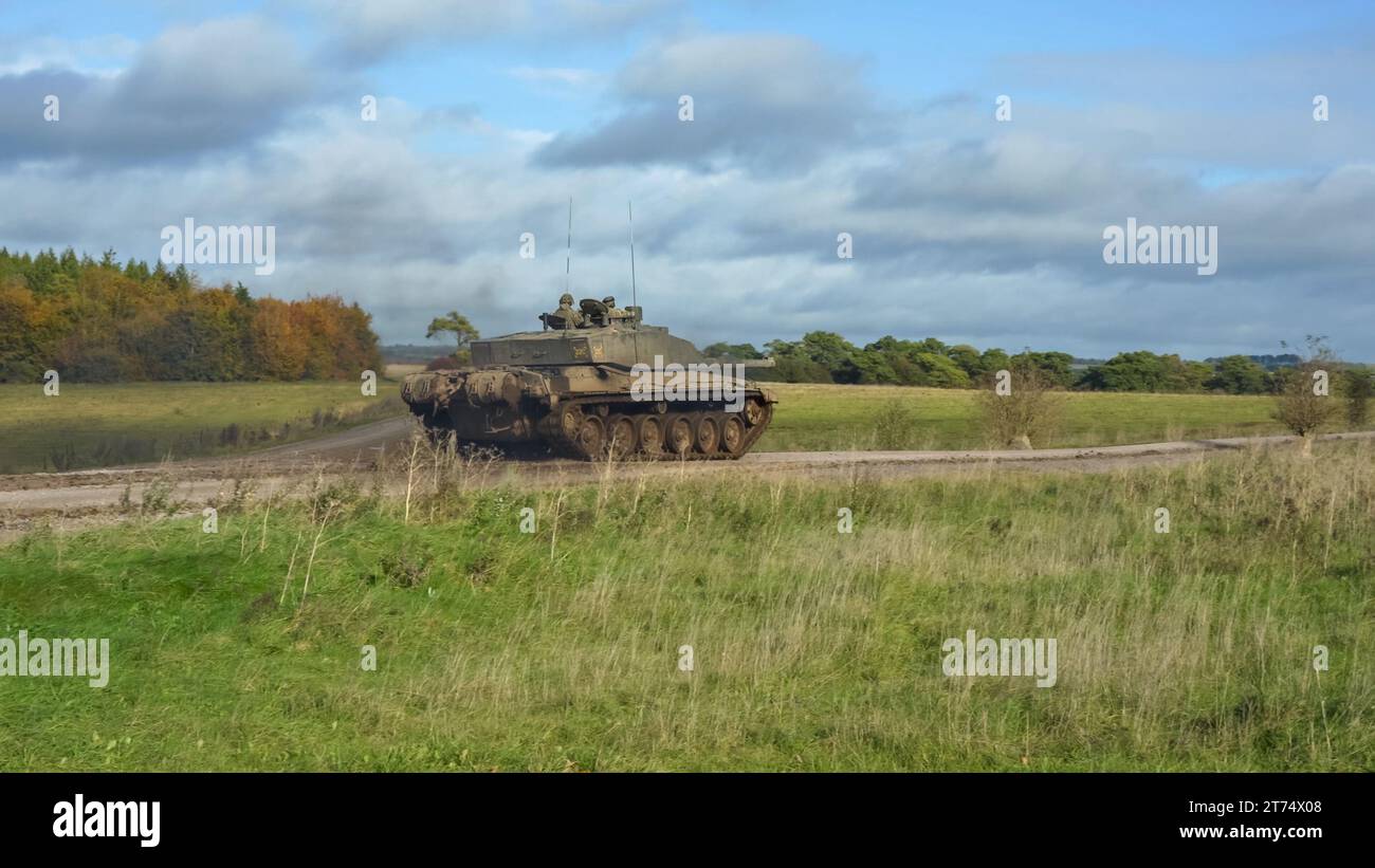 British army FV4034 Challenger 2 ii main battle tank moving along a ...