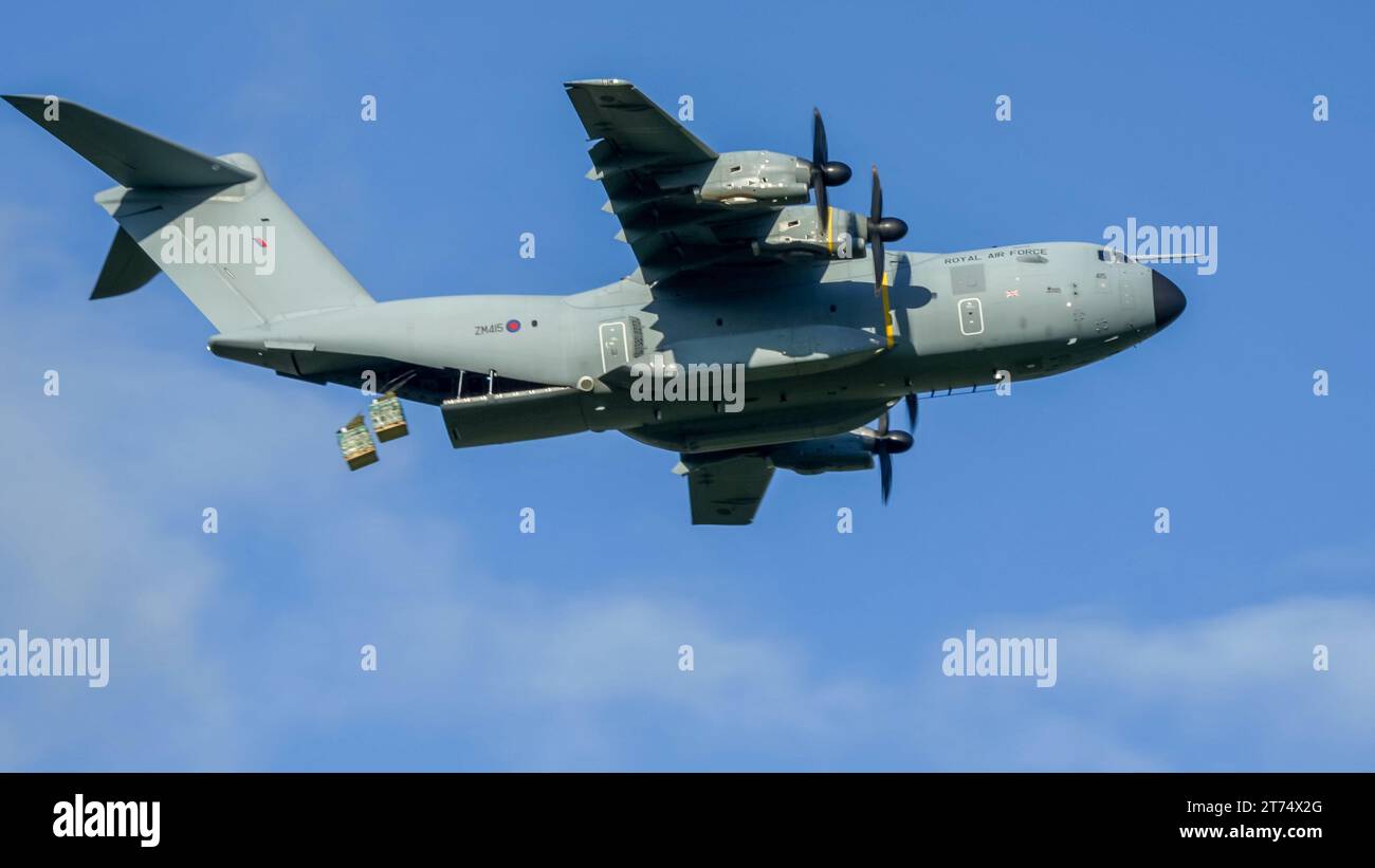 ZM415 RAF Royal Air Force Airbus A400M Atlas military cargo plane on a ...