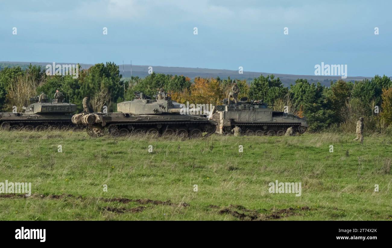 a squadron of British army FV4034 Challenger 2 ii main battle tanks in ...