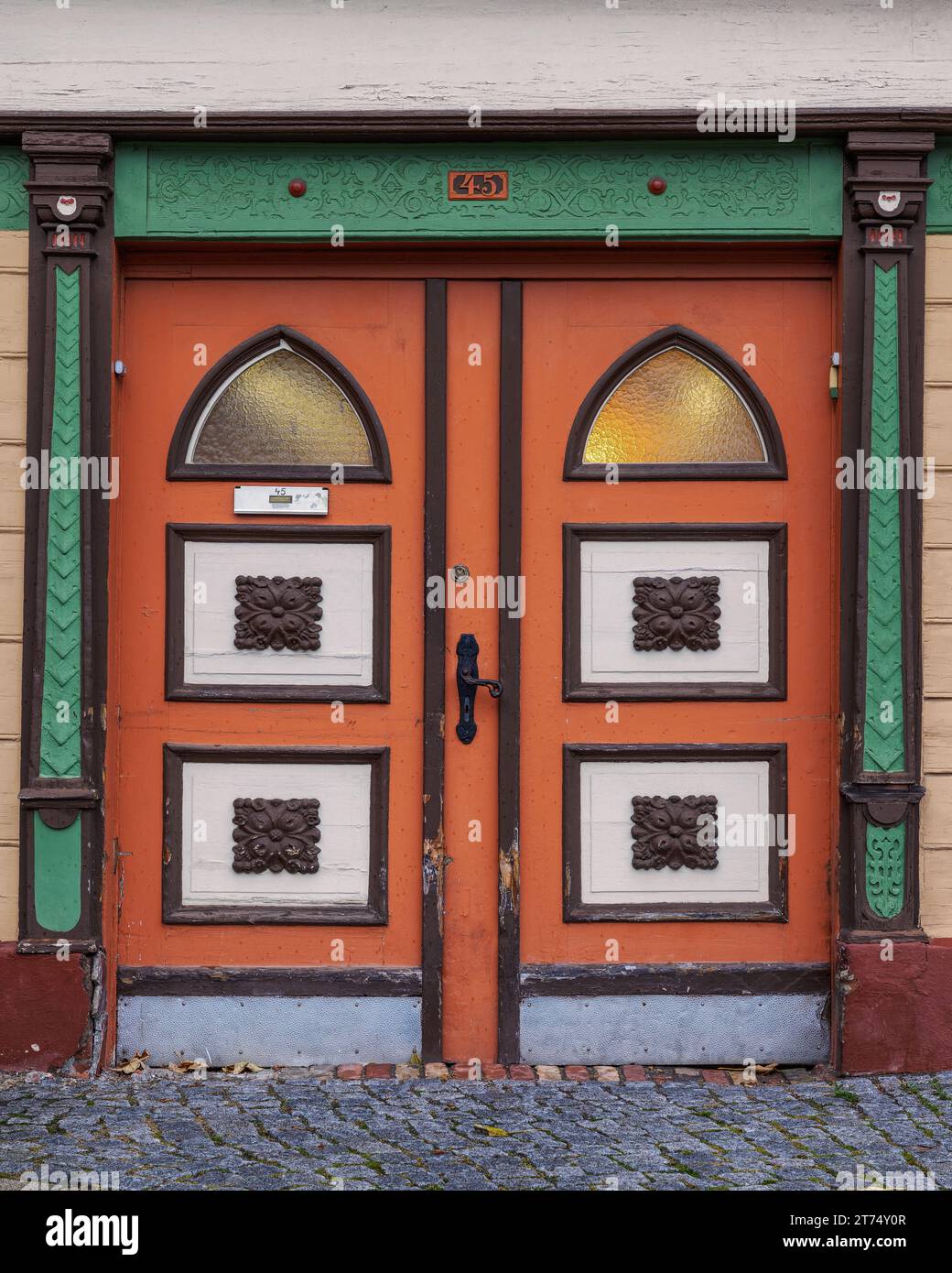 Beautiful colorful wooden door Stock Photo - Alamy
