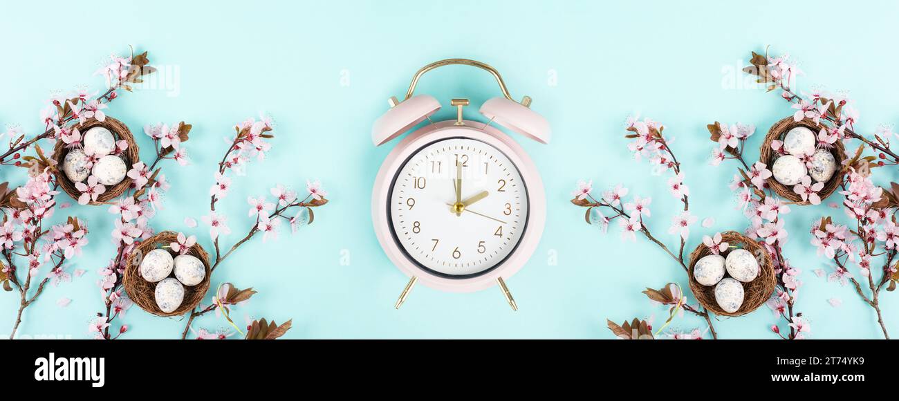 Alarm clock with cherry blossoms, switch to daylight saving time in ...