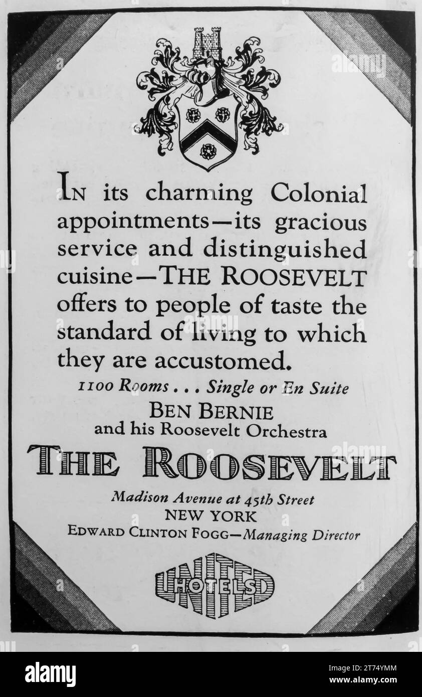 Roosevelt hotel ads hi-res stock photography and images - Alamy