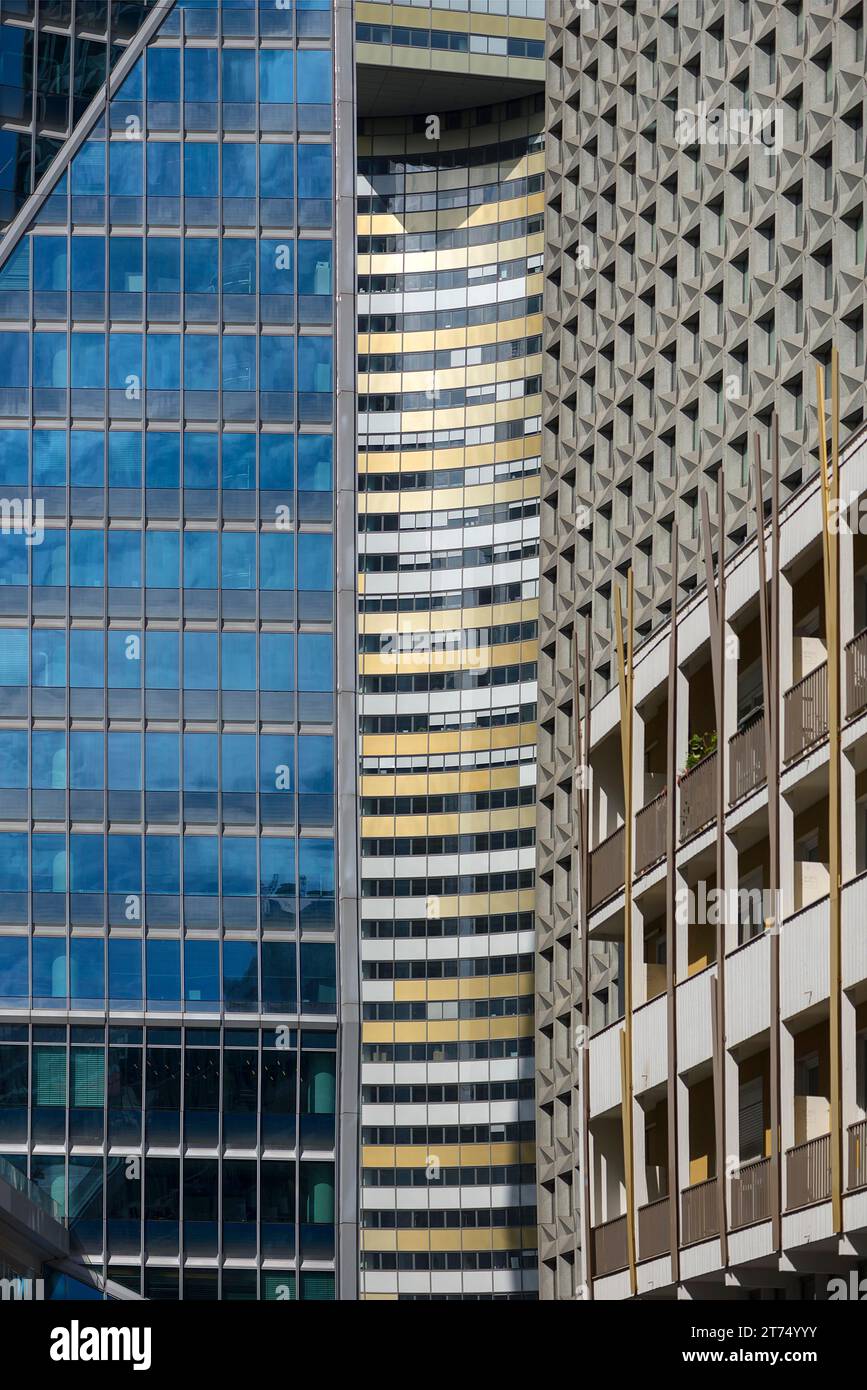 Deatil view of office towers in La Defence, modern high-rise district ...