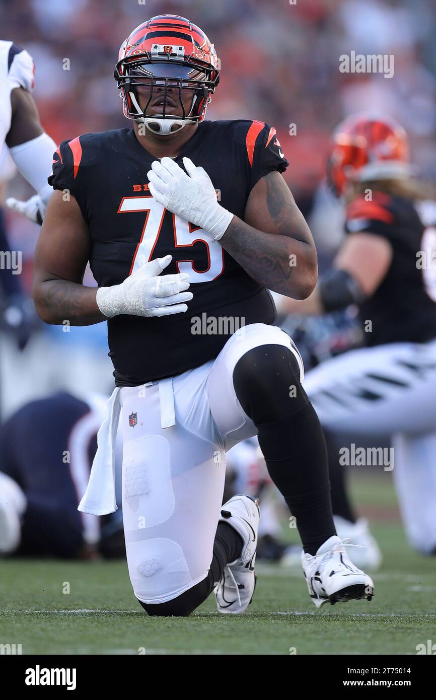 Cincinnati Bengals offensive tackle Orlando Brown Jr. (75) looks on ...