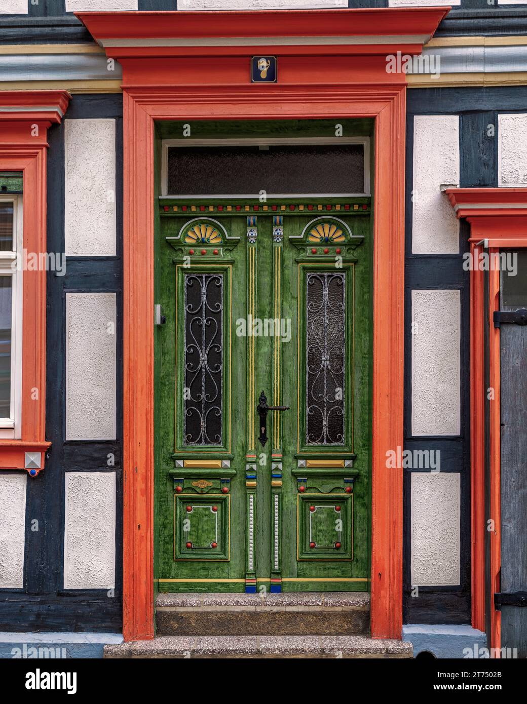 Beautiful colorful wooden door Stock Photo - Alamy