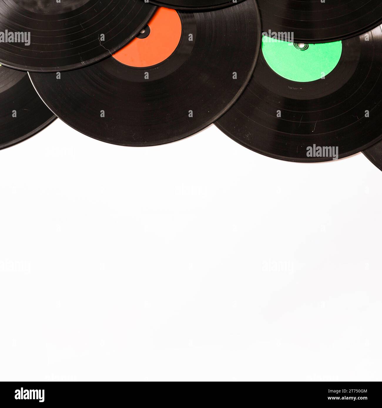 Top border made with black vinyl record white background Stock Photo ...