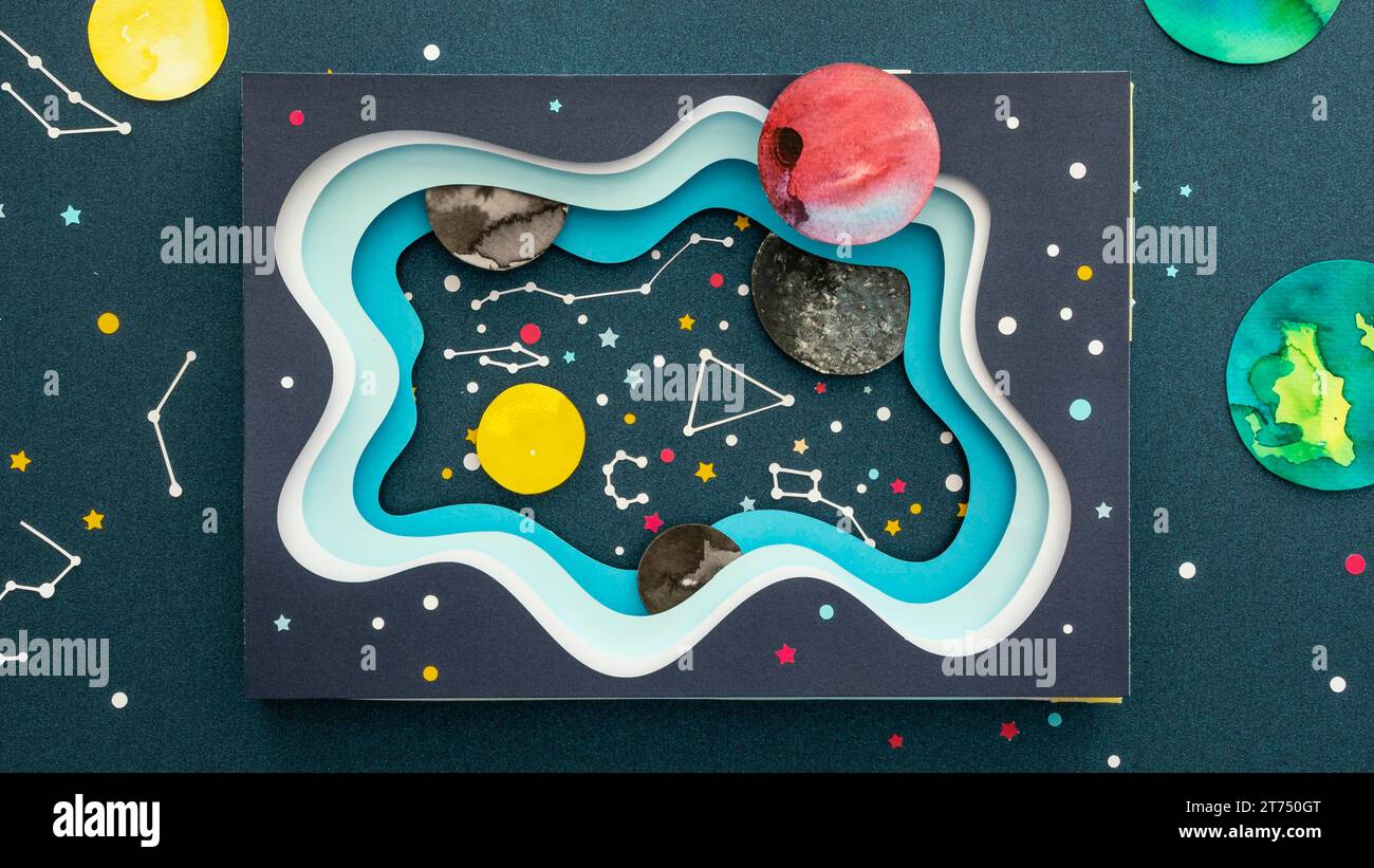 Top view creative paper planets assortment Stock Photo - Alamy