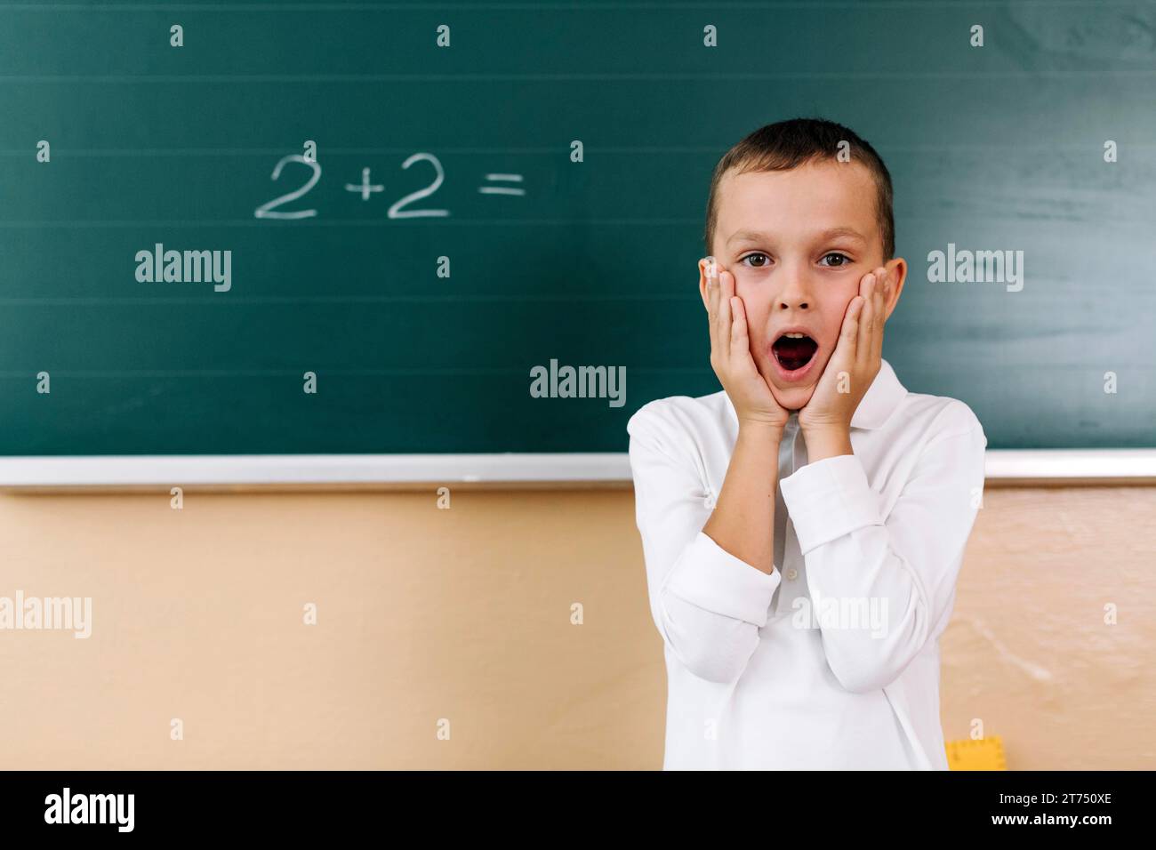 Amazed boy class Stock Photo - Alamy