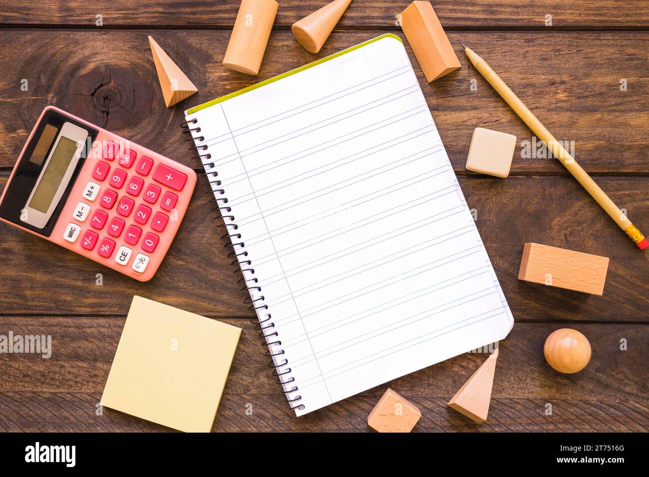 Calculator geometric figures near stationery Stock Photo - Alamy