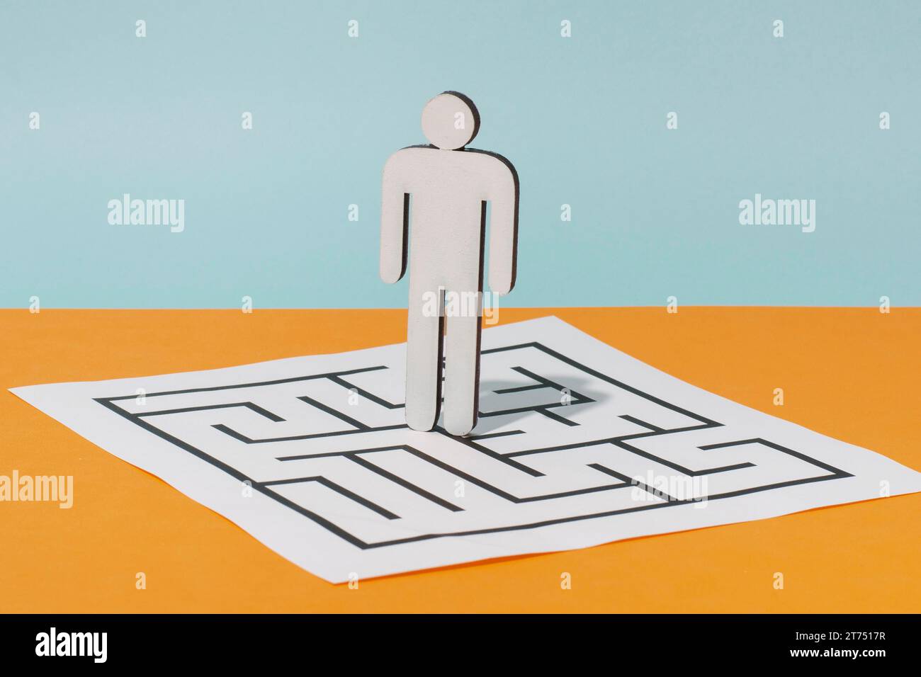 Cardboard man paper with puzzle Stock Photo - Alamy