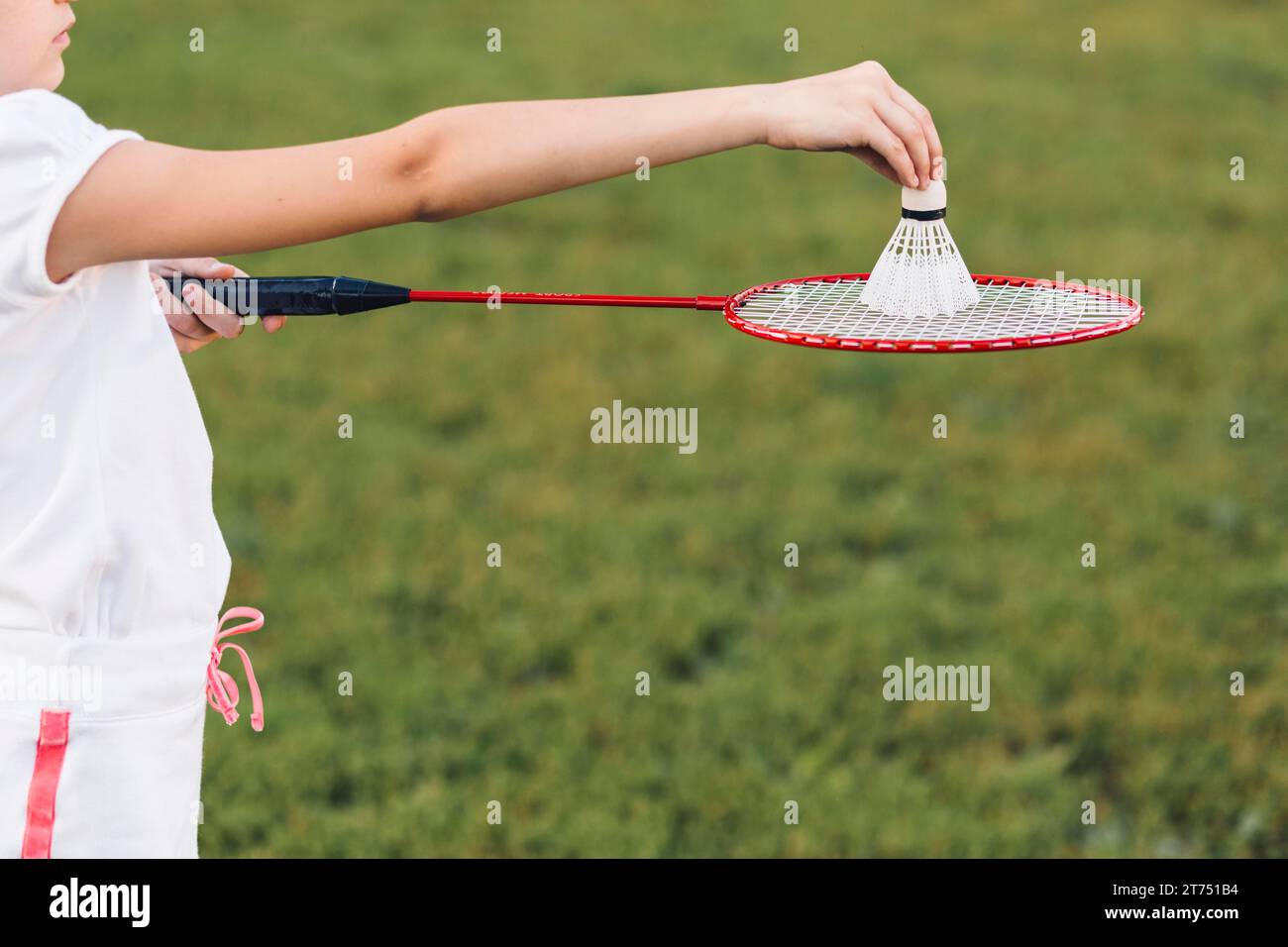 Close up girl playing badminton Stock Photo - Alamy