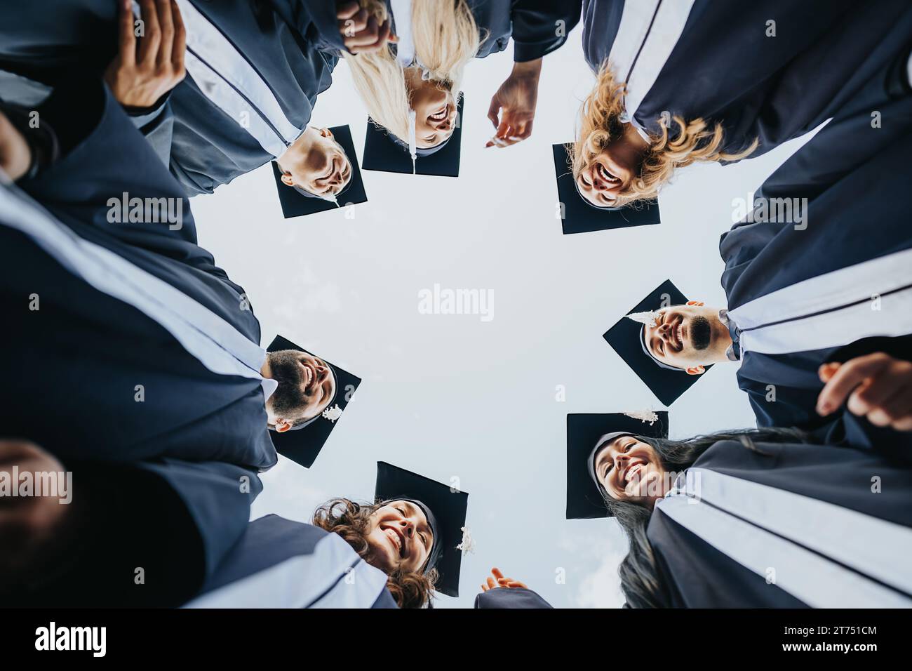 Group of Young Students Celebrating Graduation and Achieved Goals ...