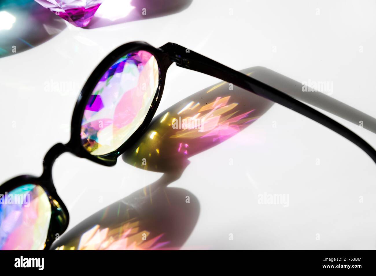 Modern style round eyeglasses with shadow white background Stock Photo ...