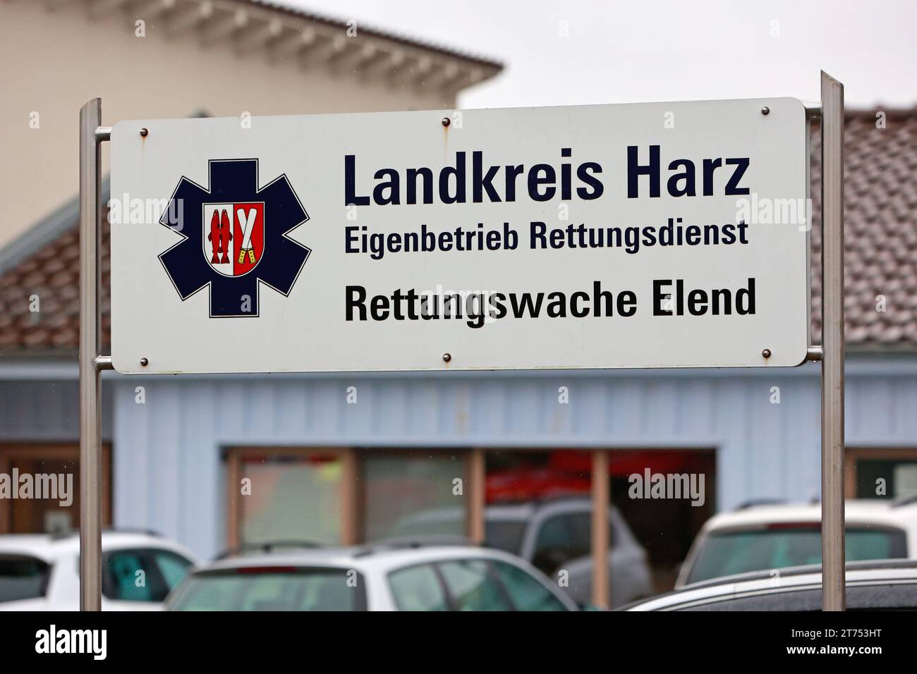 Elend, Germany. 13th Nov, 2023. A sign for the Harz district rescue ...