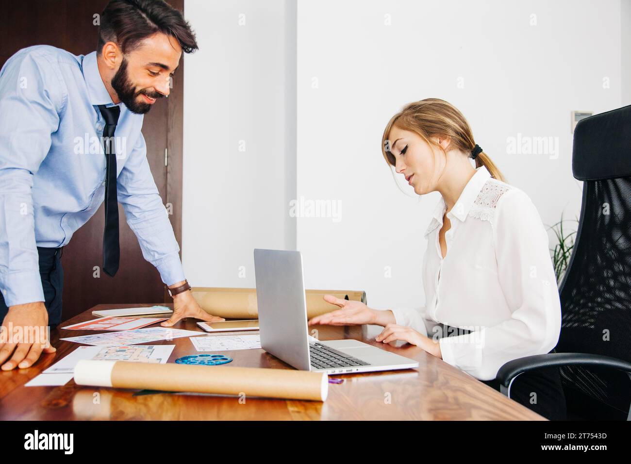 Side view real estate office scene Stock Photo - Alamy