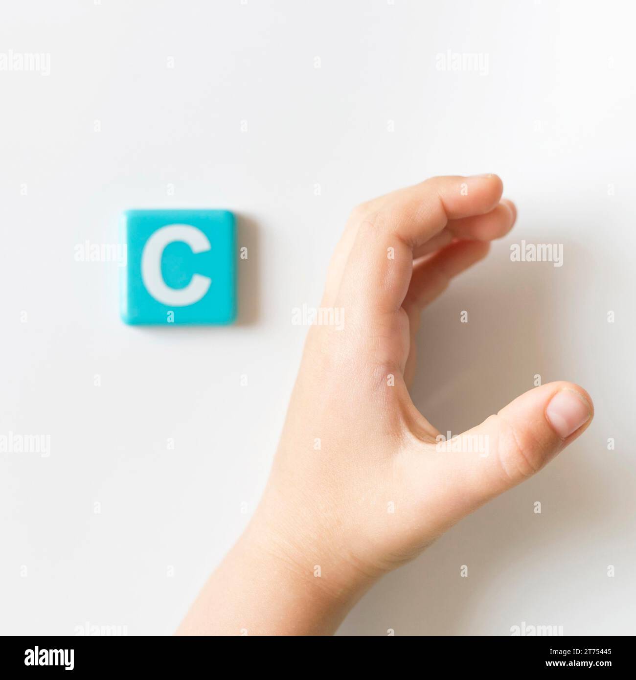 Sign language hand showing letter c Stock Photo - Alamy
