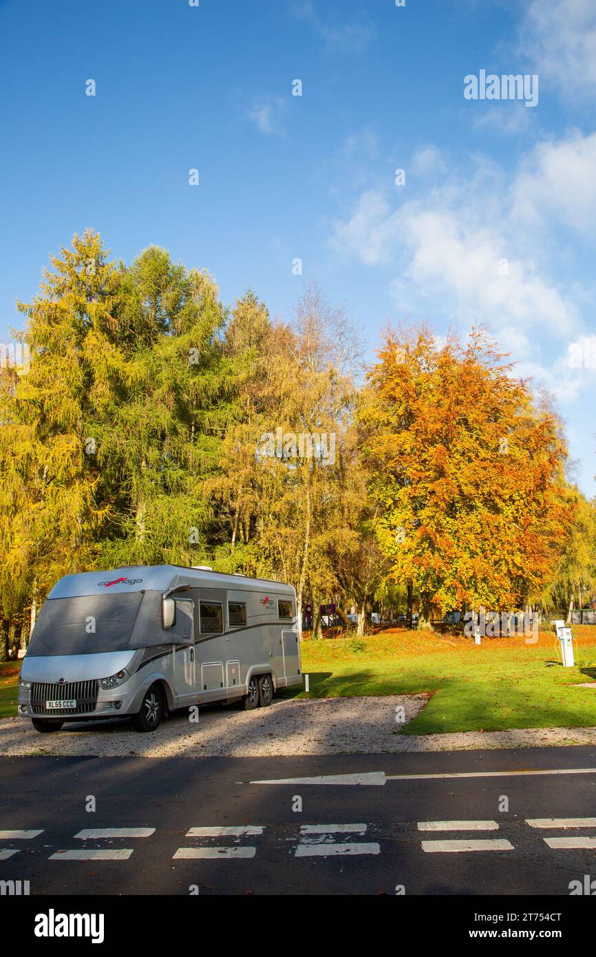 Camping in a campervan motorhome during the Autumn sunshine at the ...