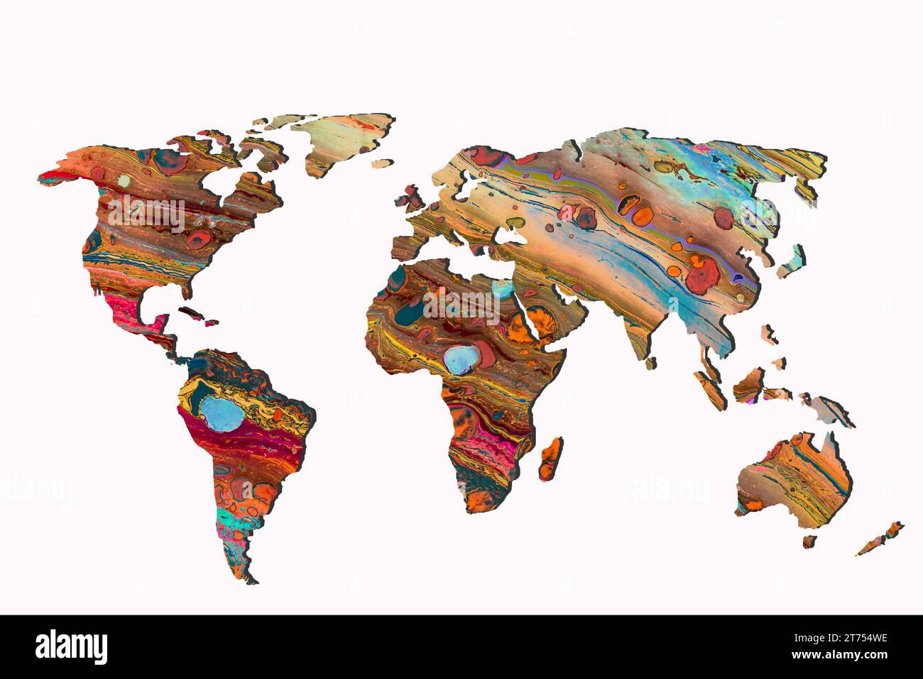 Roughly outlined world map with a colorful background patterns Stock ...