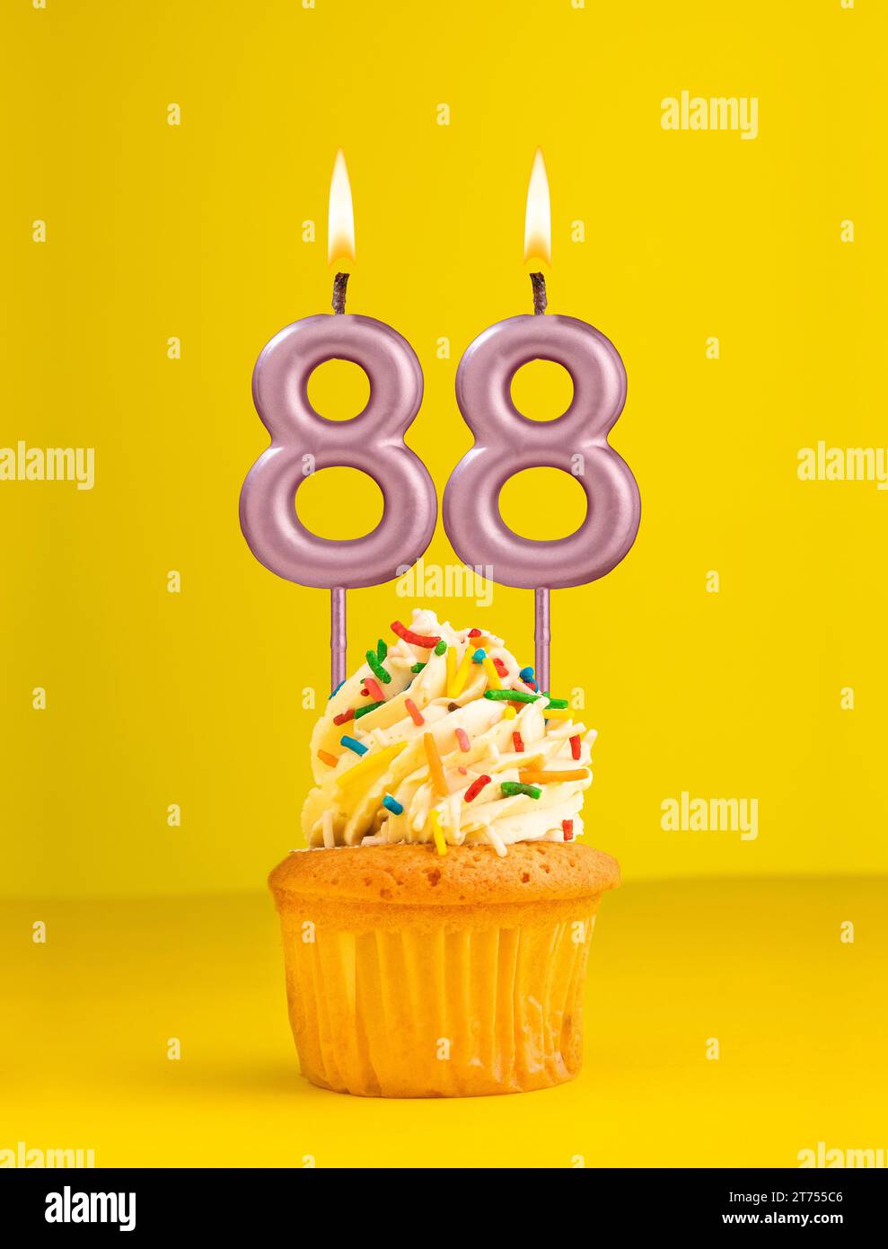 Number 88 candle - Birthday card design in yellow background Stock ...