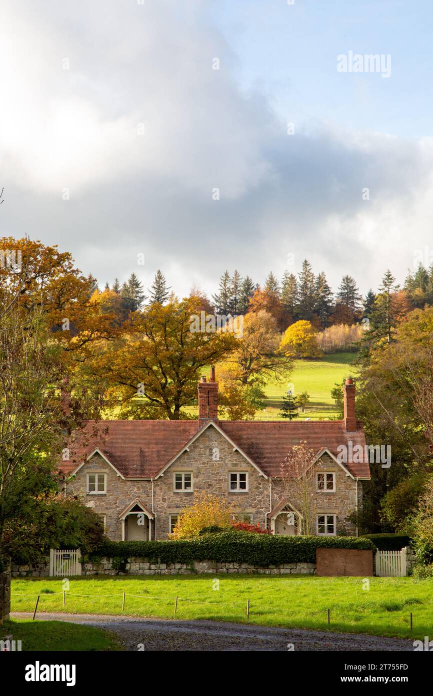 Estate cottages in the grounds and parkland of the National Trust Chirk ...