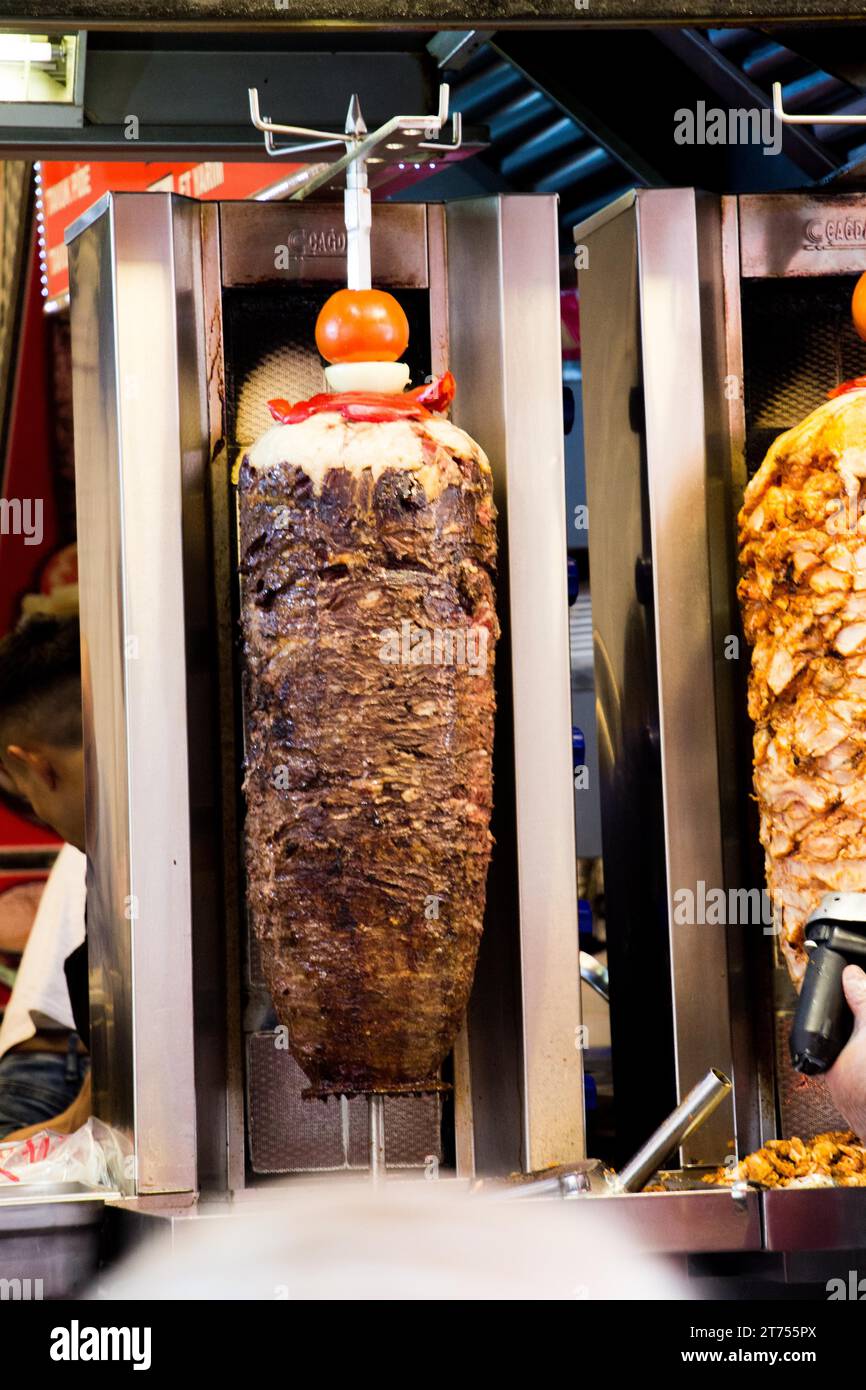 Traditional Turkish Doner Kebab on pole Stock Photo - Alamy