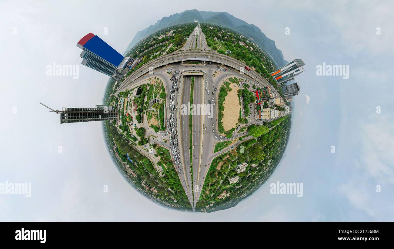 Exclusive View Of Capital City Islamabad Tiny Planet 360 Degree View Stock Photo - Alamy