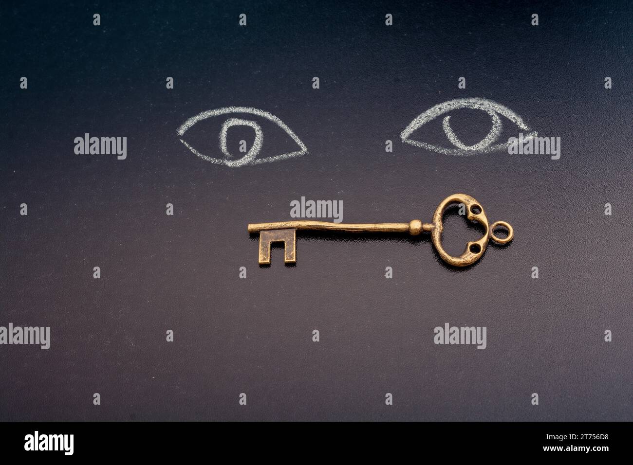 Retro styled golden color key forms the word key Stock Photo - Alamy