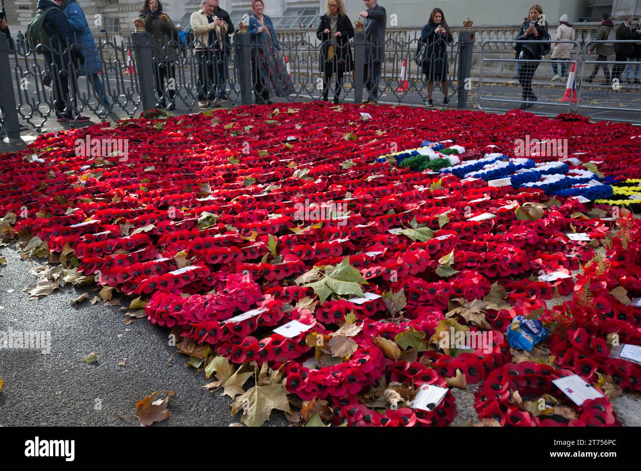 Poppy Wreaths laid at The Cenotaph in London the day after Remembrance ...