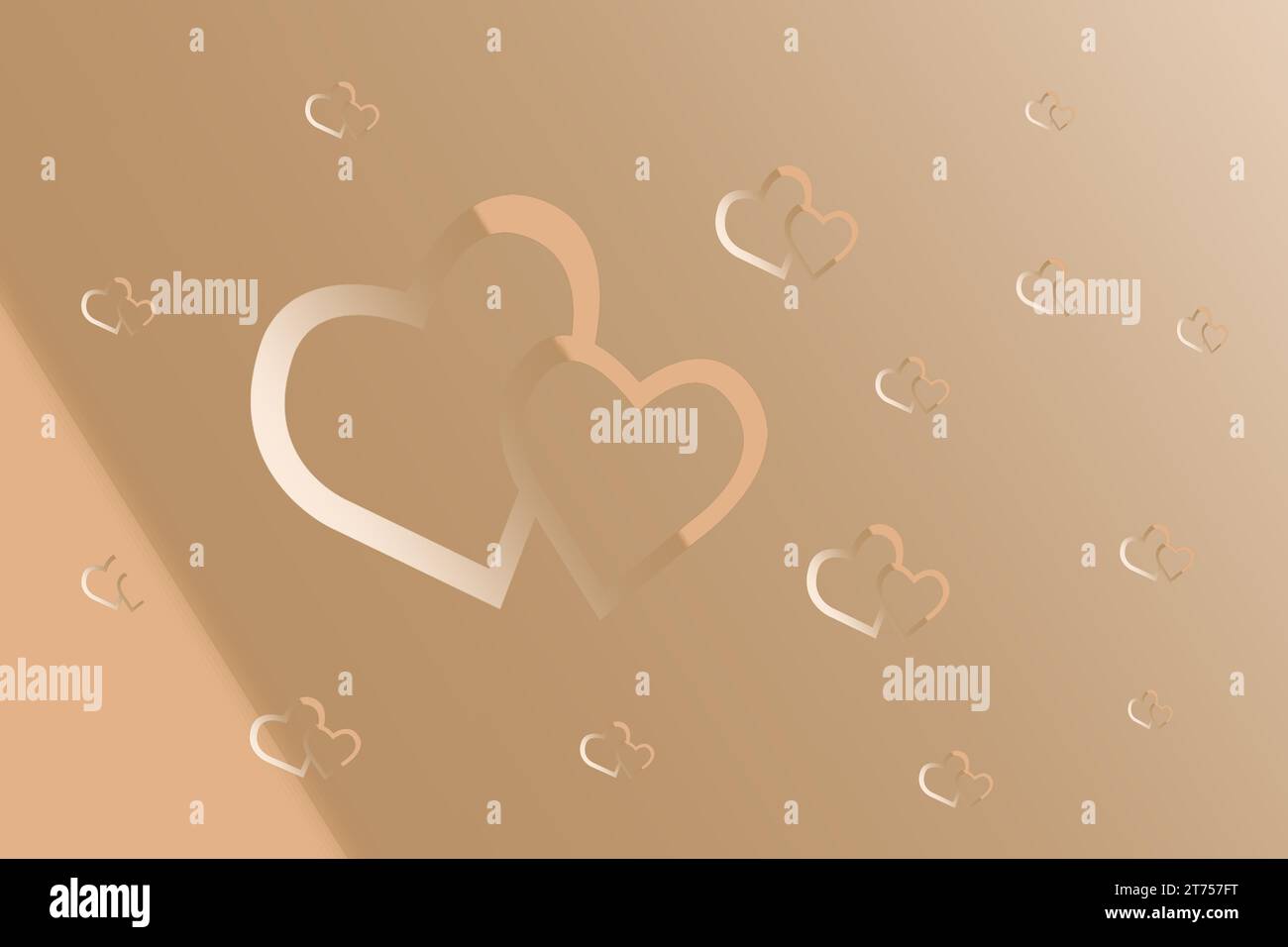 Two linked hearts. Connected red hearts with trendy background ...