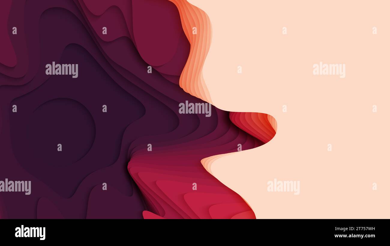 Red to pink paper layers. 3D abstract gradient papercut. Colorful ...