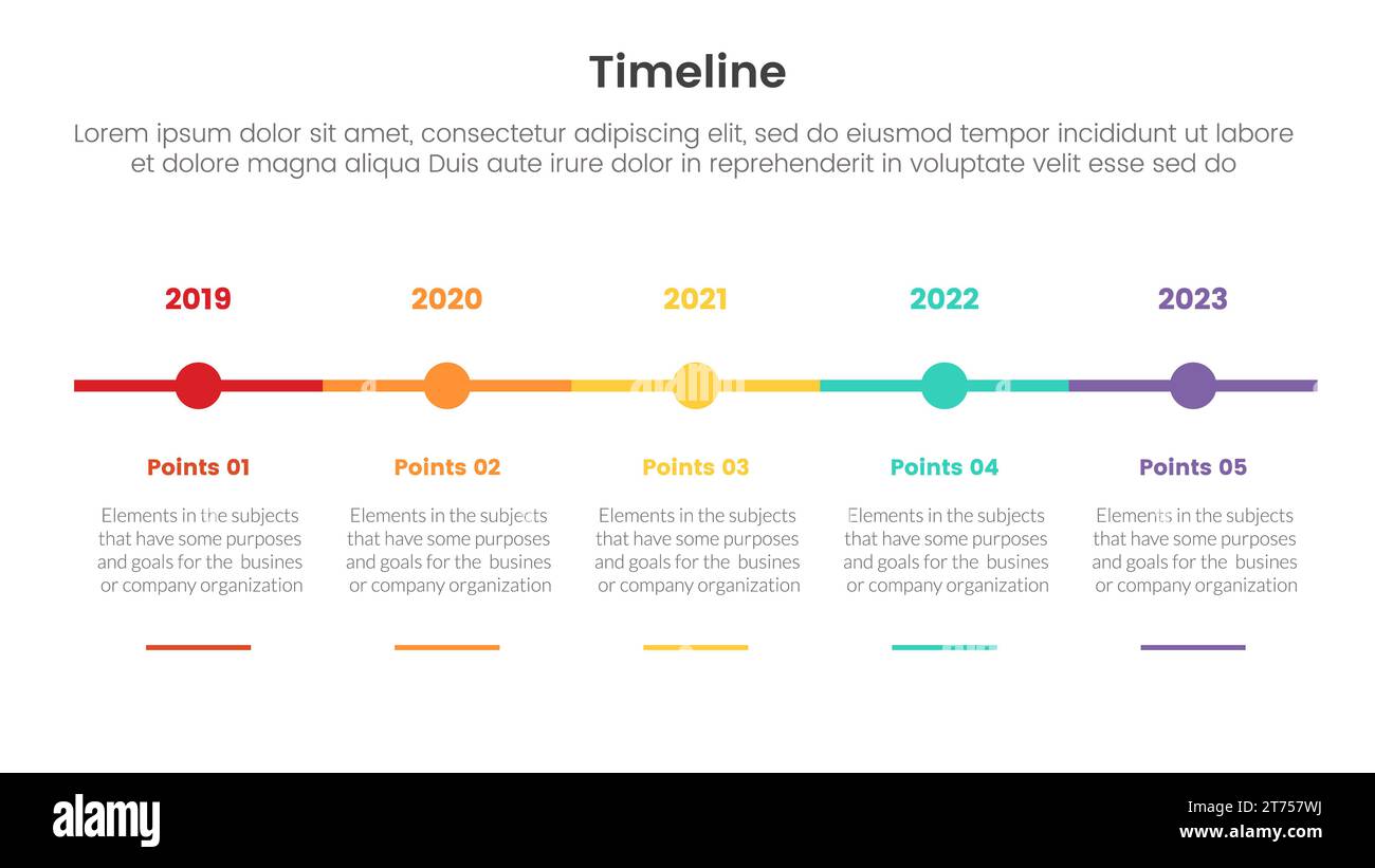 timeline set of point infographic with dot point time on horizontal ...