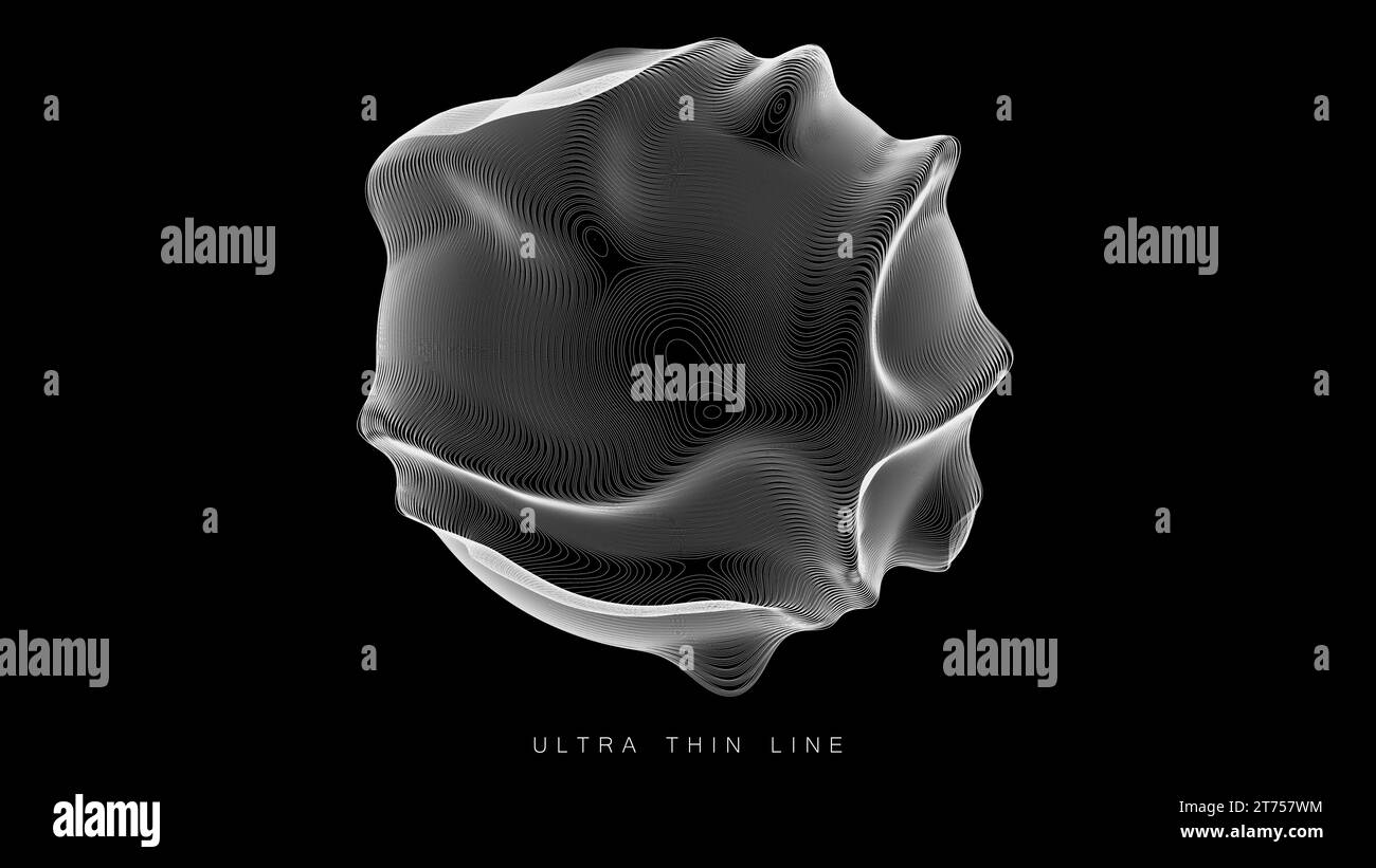 Ultra thin line fluid geometry. Dynamic vector distorted spheres Stock ...