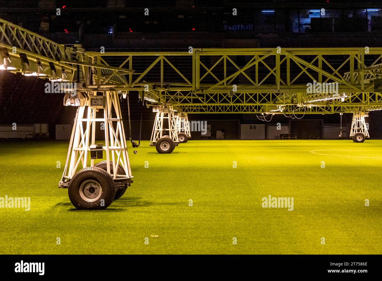 Artificial sunlight in the MHPArena. In the VfB Stuttgart football ...