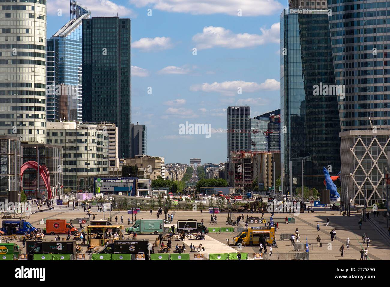 La Defence, Europe's largest office tower block, behind the Arc de ...