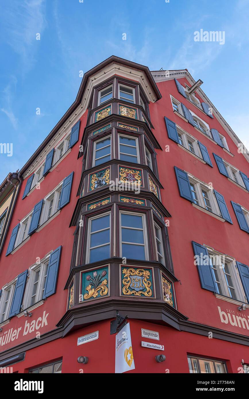 Multi-storey bay windows on a historic house, Rottweil Baden ...