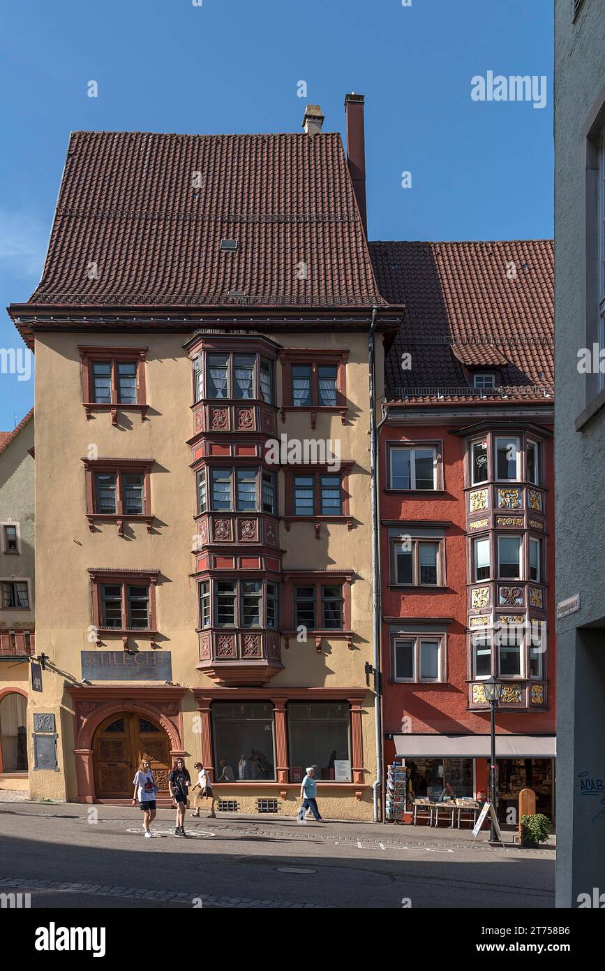 Historic houses with multi-storey bay windows in the old town centre of ...