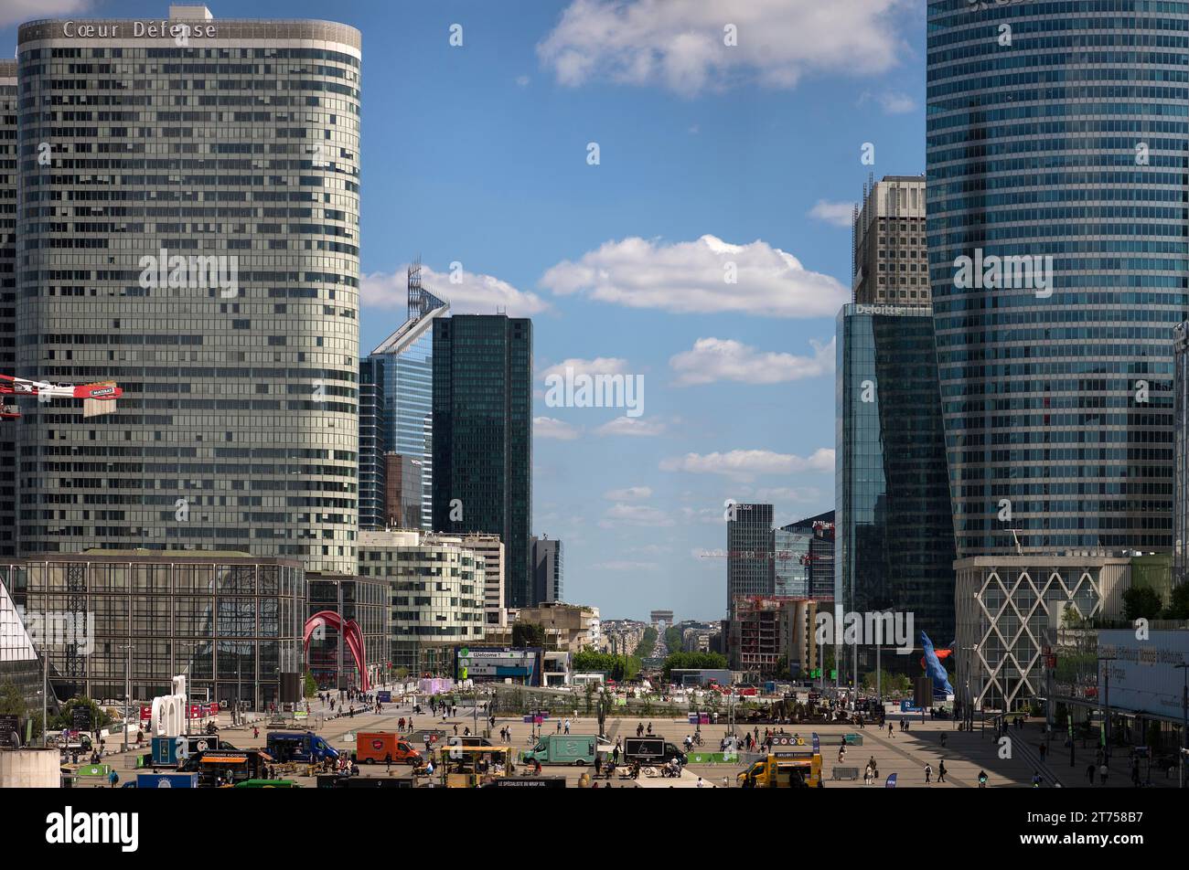 La Defence, Europe's largest office tower block, behind the Arc de ...