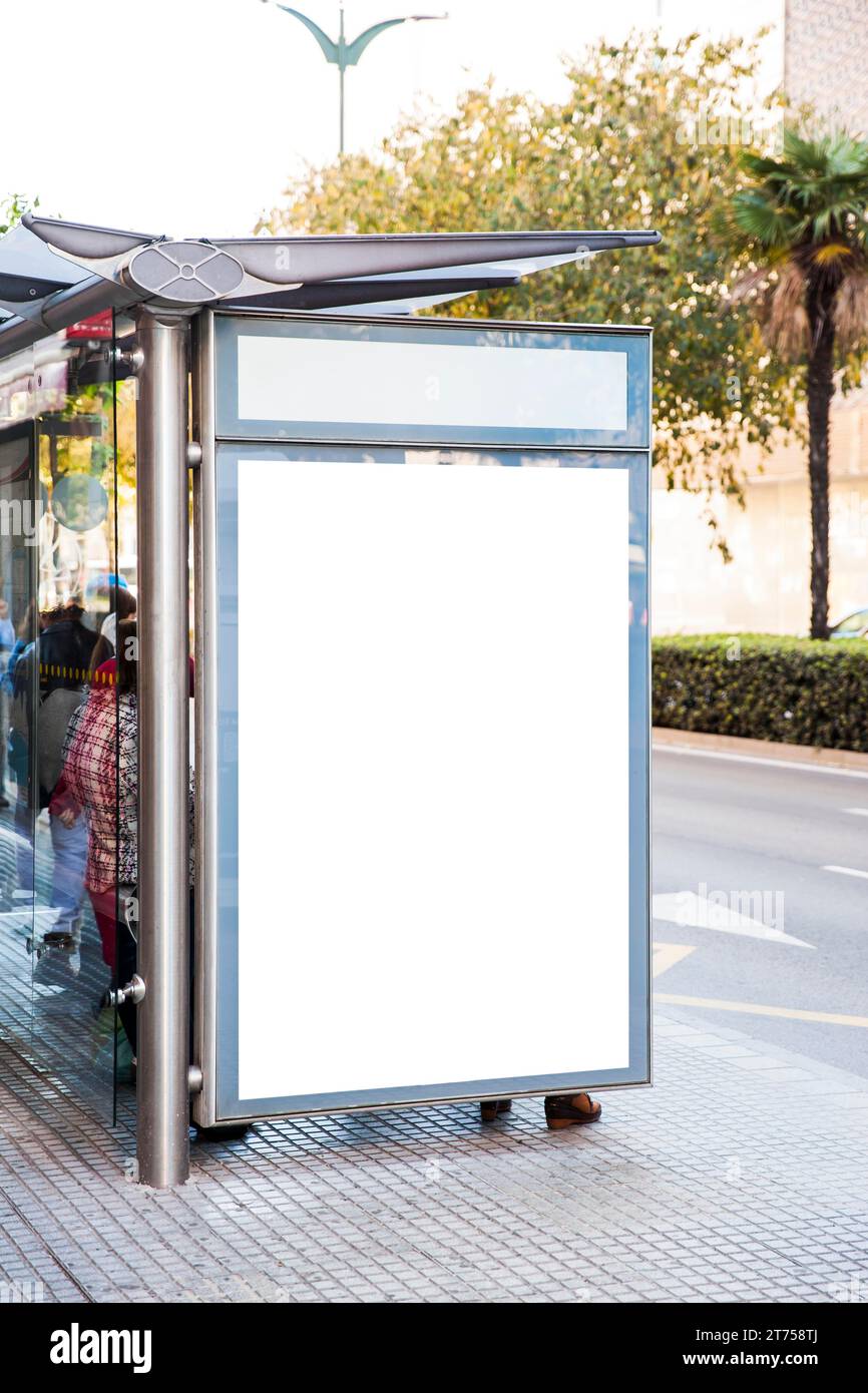 Billboard city bus stop Stock Photo - Alamy